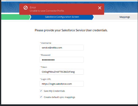 How can I fix "Unable to save Connector Profile" error when I try to ...